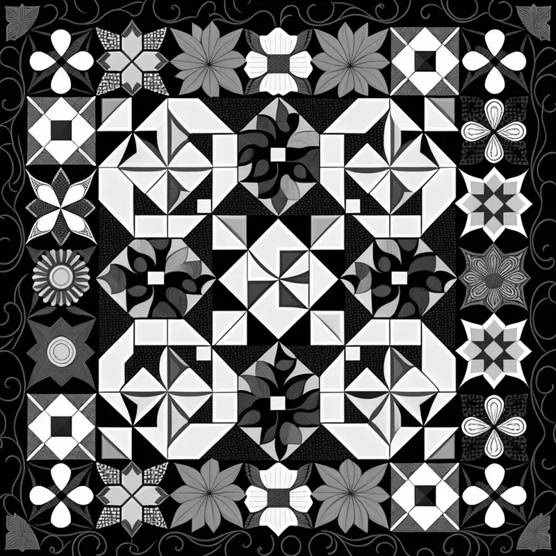 Beautiful Patchwork Quilt Coloring Pages Midjourney Prompt | PromptBase