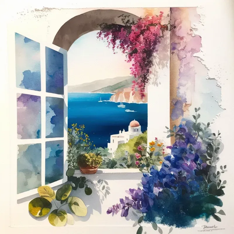 Mediterranean Paradise Wall Art Midjourney Prompt | PromptBase