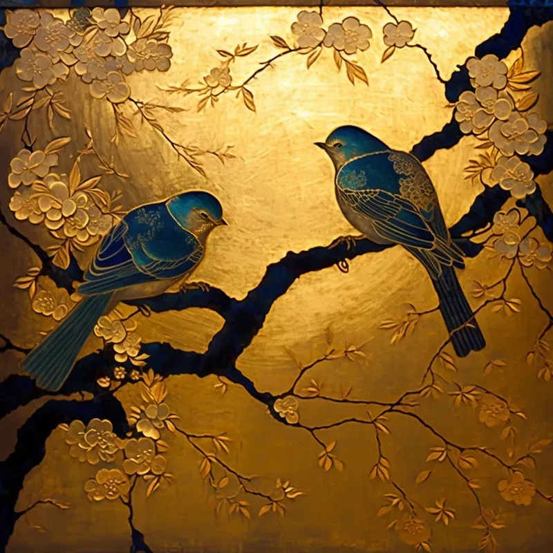 Ultra Luxury Japanese Gold Leaf Wall Art Midjourney Prompt | PromptBase