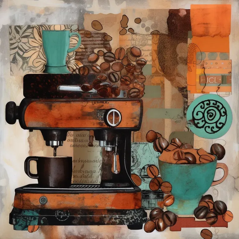 Coffee Shop Collage Wall Art Midjourney Prompt | PromptBase