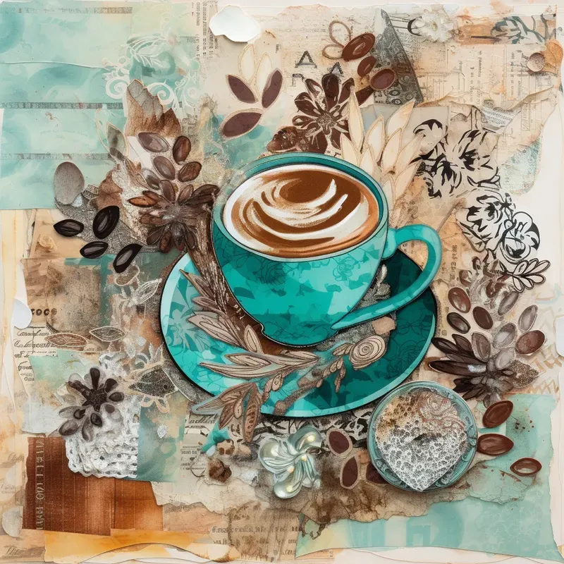 Coffee Shop Collage Wall Art Midjourney Prompt | PromptBase