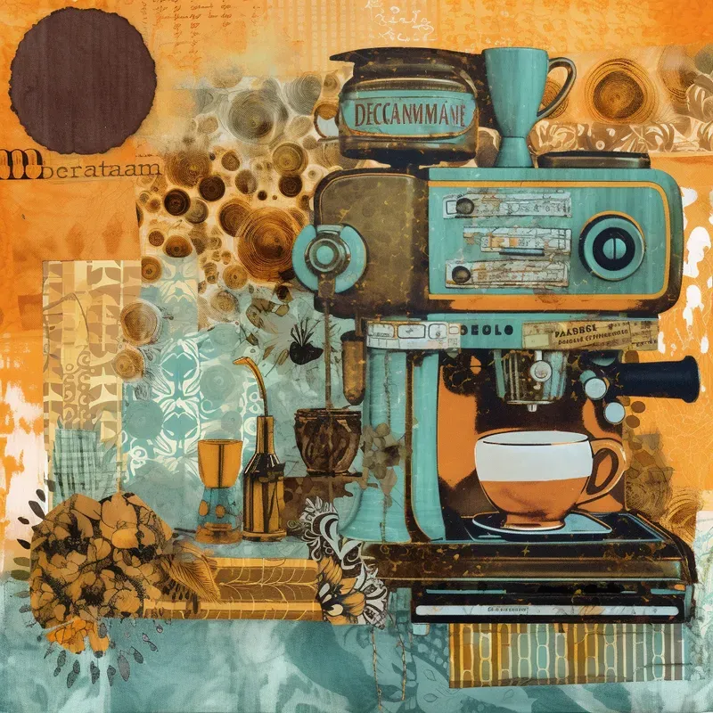 Coffee Shop Collage Wall Art Midjourney Prompt | PromptBase