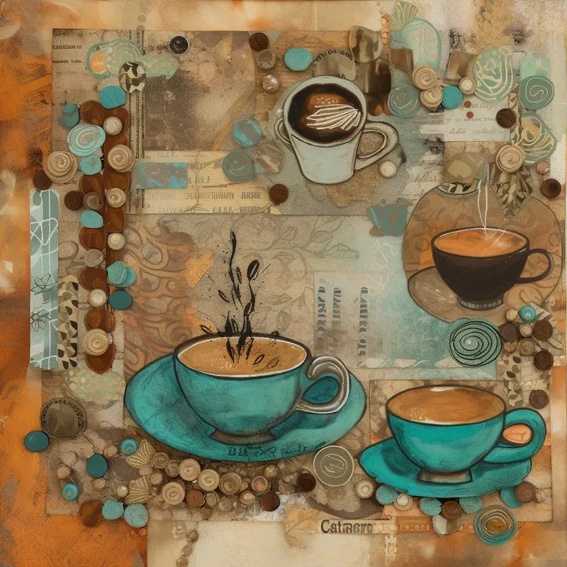 Coffee Shop Collage Wall Art Midjourney Prompt | PromptBase