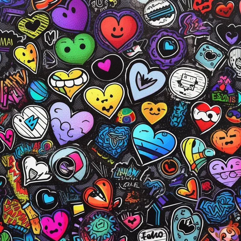 90s Whimsical Sticker Collage Backgrounds Midjourney Prompt | PromptBase