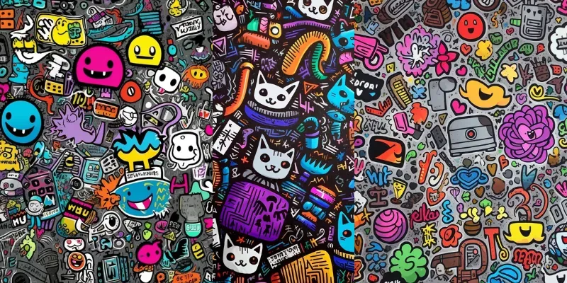 90s Whimsical Sticker Collage Backgrounds Midjourney Prompt | PromptBase