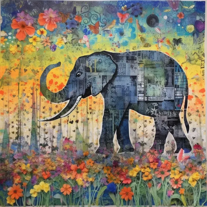 Whimsical Mixed Media Animal Art Midjourney Prompt | PromptBase