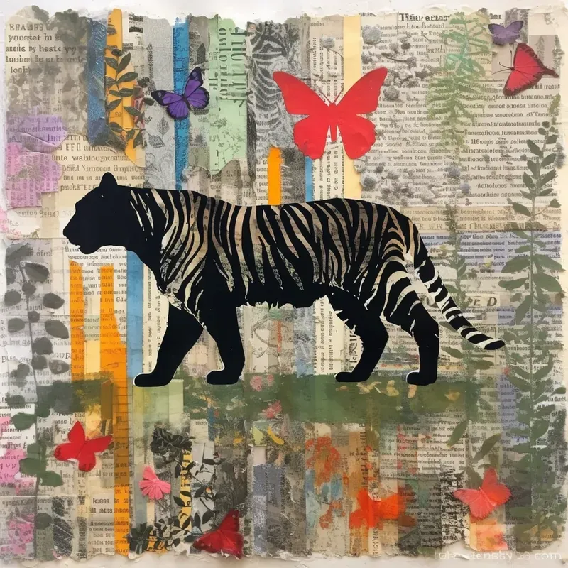 Whimsical Mixed Media Animal Art Midjourney Prompt | PromptBase