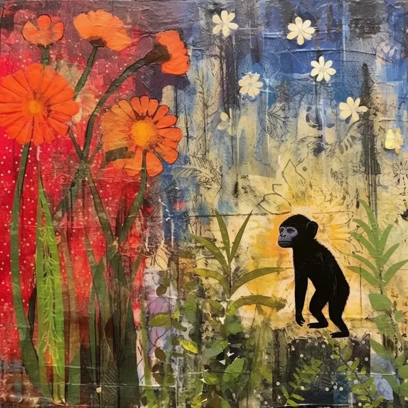 Whimsical Mixed Media Animal Art Midjourney Prompt | PromptBase