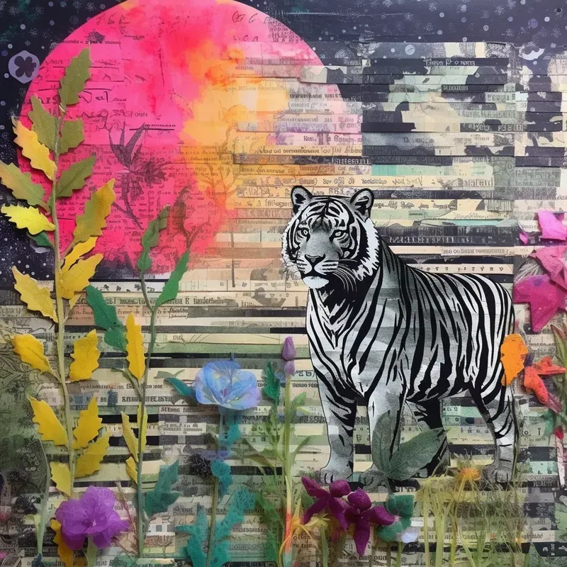 Whimsical Mixed Media Animal Art Midjourney Prompt | PromptBase