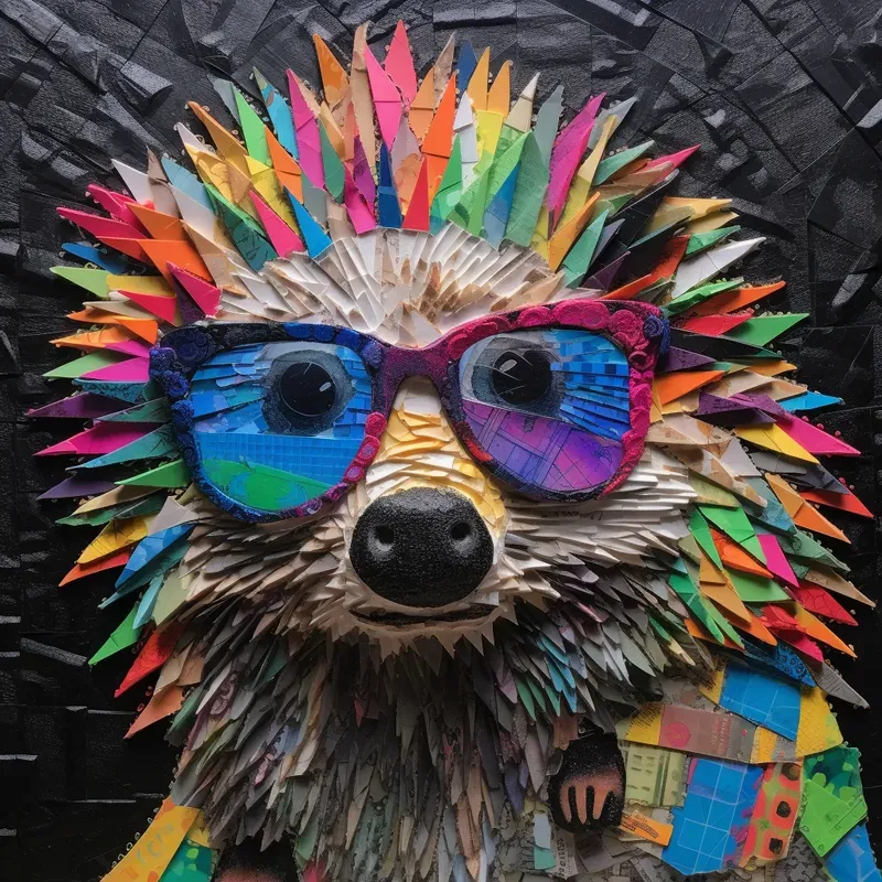 Quirky Neon 3D Mixed Media Collages Midjourney Prompt | PromptBase