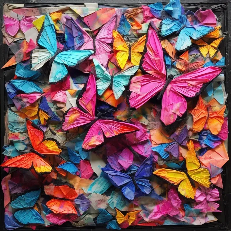 Quirky Neon 3D Mixed Media Collages Midjourney Prompt | PromptBase