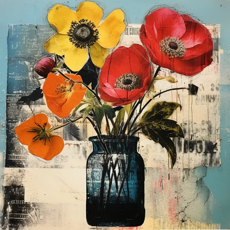 Abstract Modern Art Gelli Prints Midjourney Prompt | PromptBase