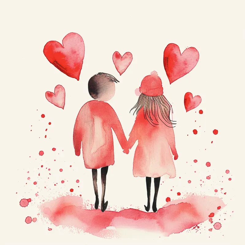 Minimalist Love Watercolor Art Midjourney Prompt | PromptBase