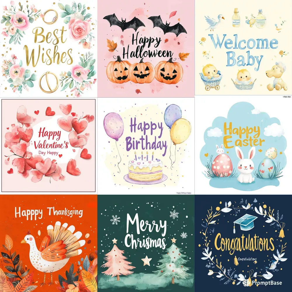 Cute Occasion Card Designs Midjourney Prompt | PromptBase