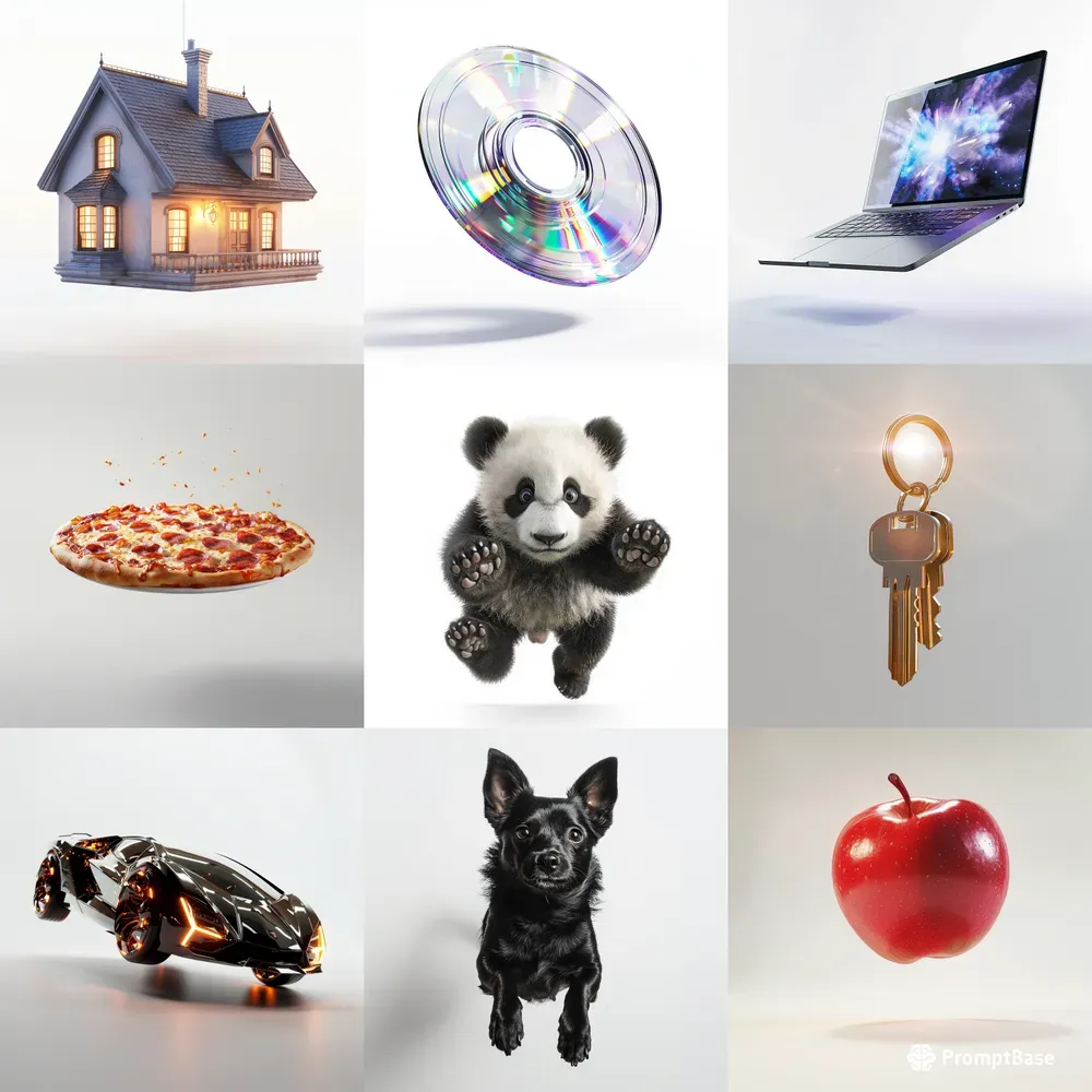 Floating Realistic Objects Midjourney Prompt | PromptBase