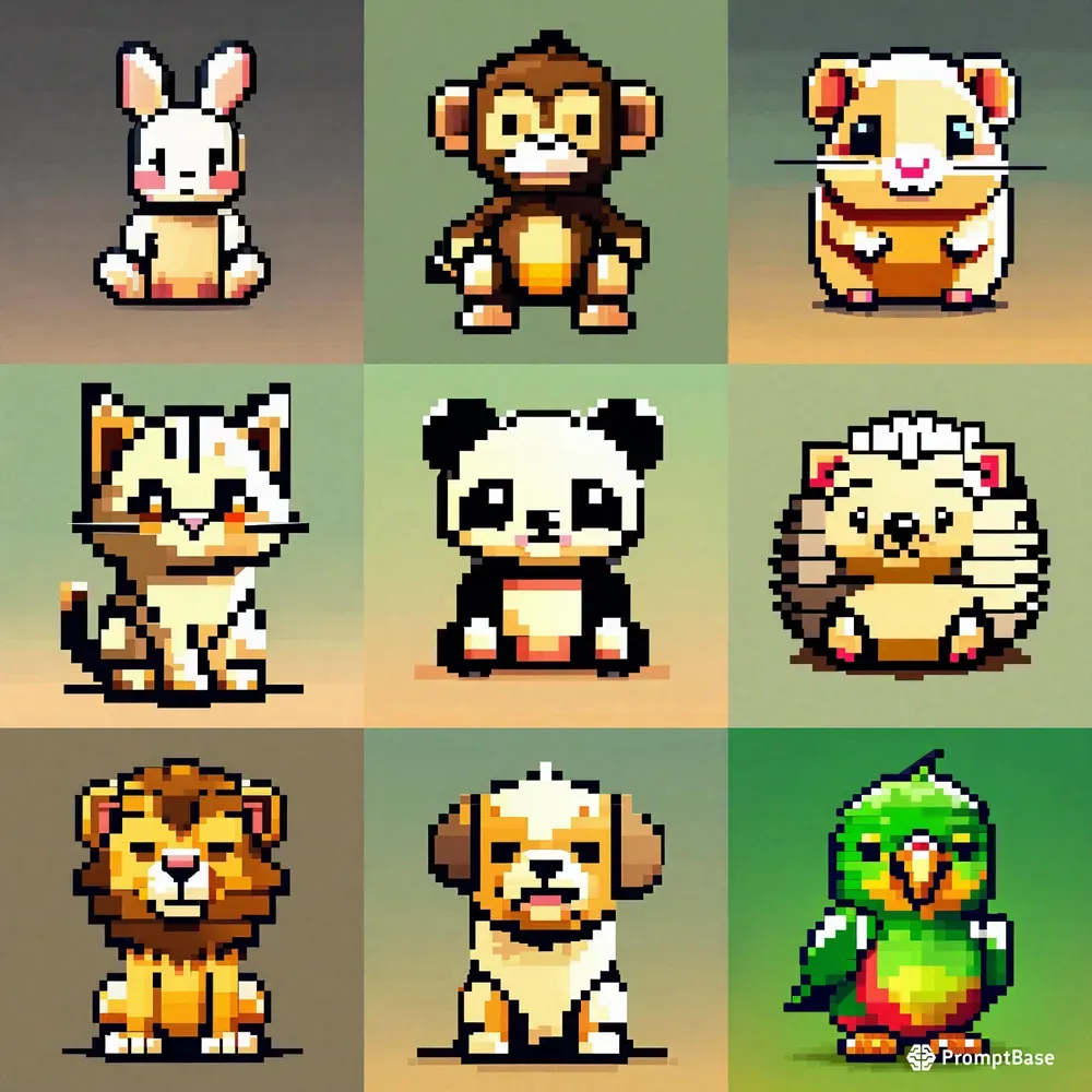 Pixelated Animal Icons Stable Diffusion Prompt | PromptBase