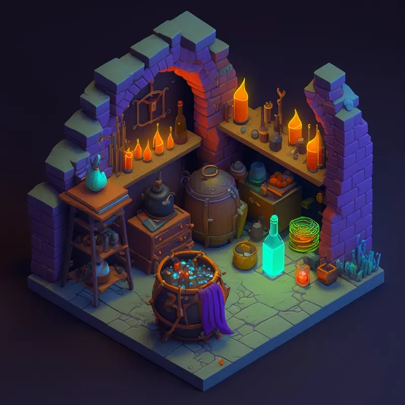 Isometric Game Dungeons Scenes Midjourney Prompt | PromptBase