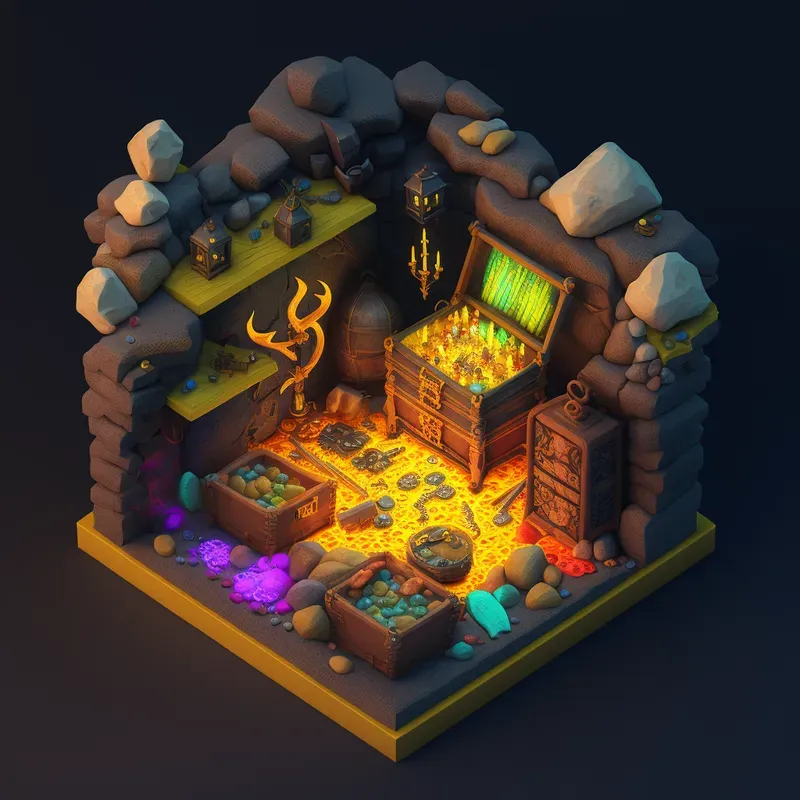 Isometric Game Dungeons Scenes Midjourney Prompt | PromptBase