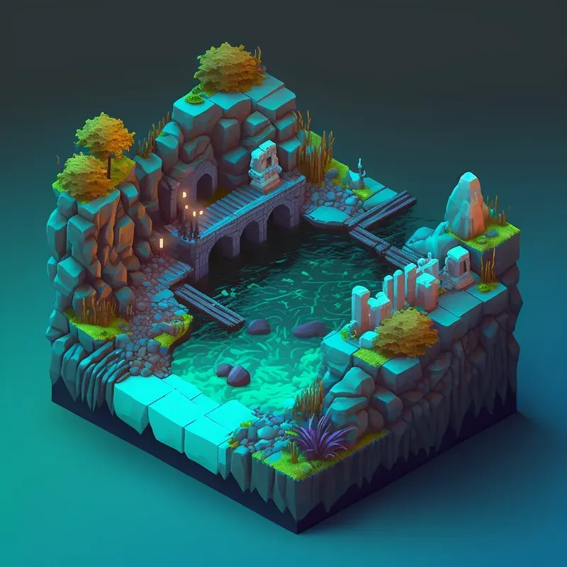 Isometric Game Dungeons Scenes Midjourney Prompt | PromptBase