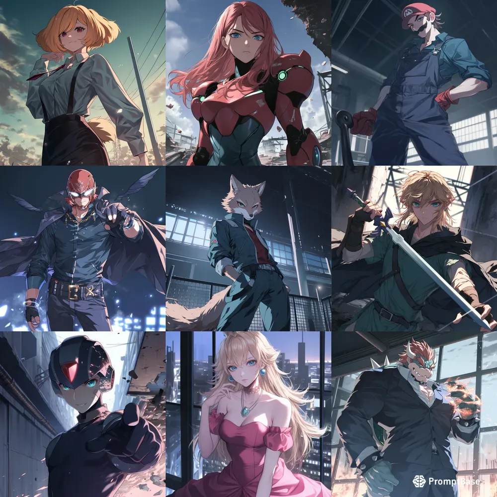 Nintendo Characters In Anime Style Midjourney Prompt | PromptBase