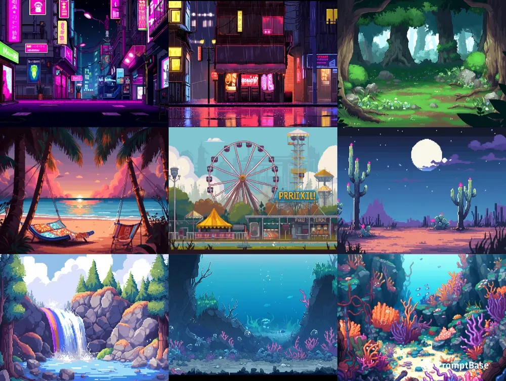 RPG Pixel Game Assets Background Scenes Midjourney Prompt | PromptBase