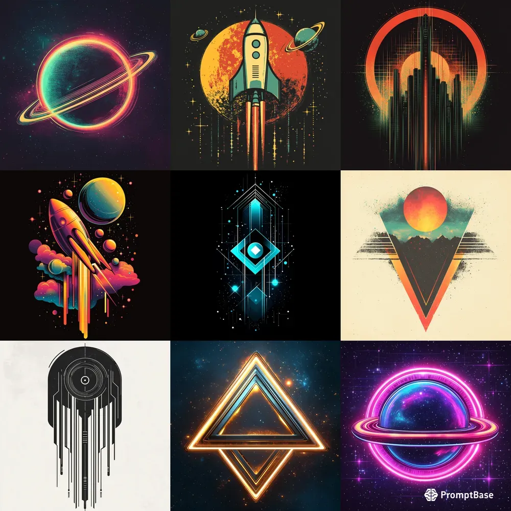 Retrofuturistic Logos Vintage Tech Midjourney Prompt | PromptBase