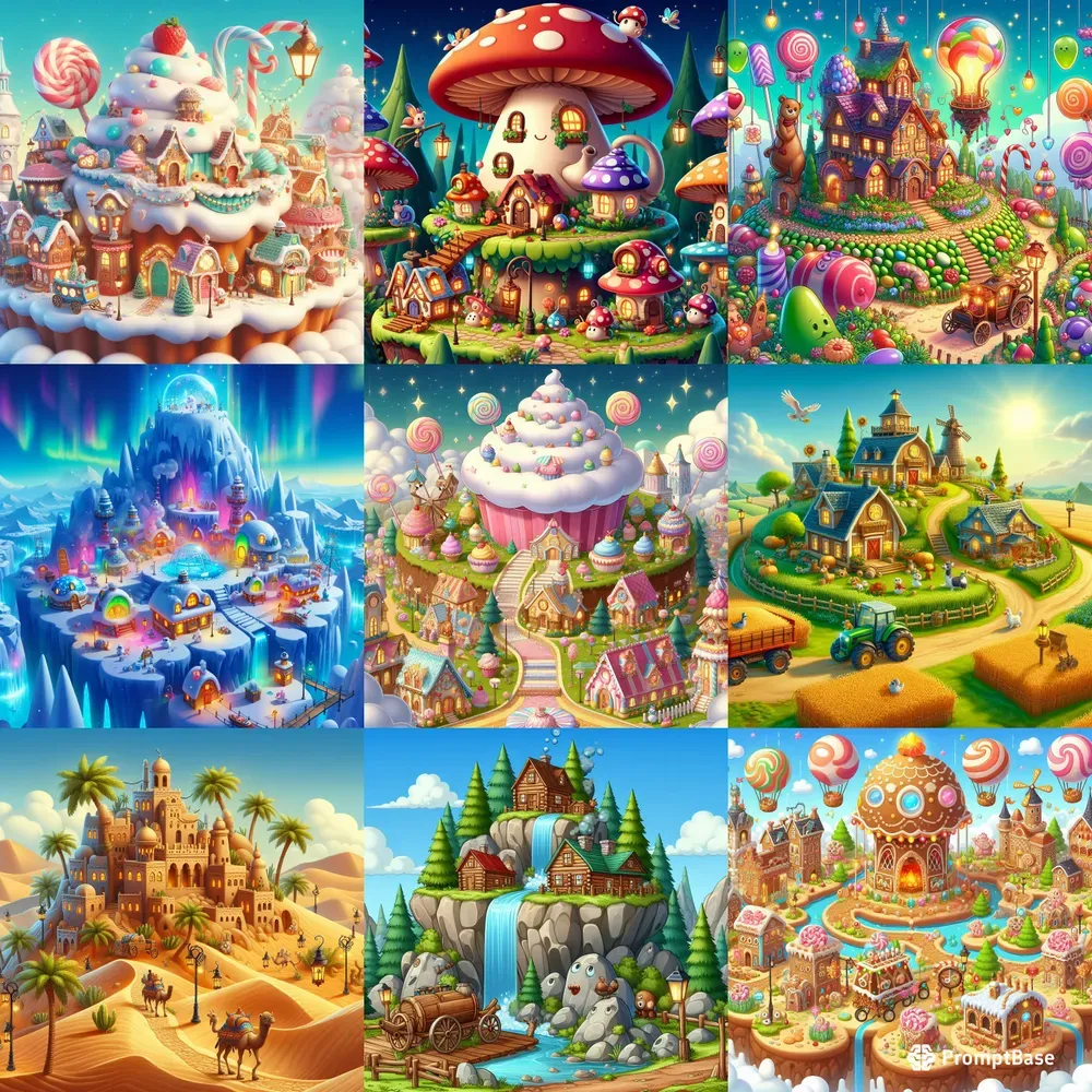 Childrens Story Books Landscapes DALL·E Prompt | PromptBase