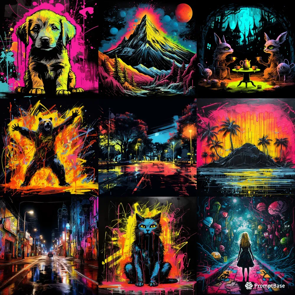 Neon Graffiti Stencil Art Midjourney Prompt | PromptBase