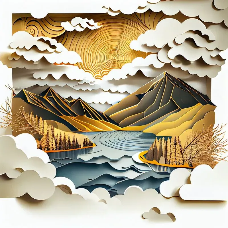 Paper Cut Landscapes Midjourney Prompt | PromptBase