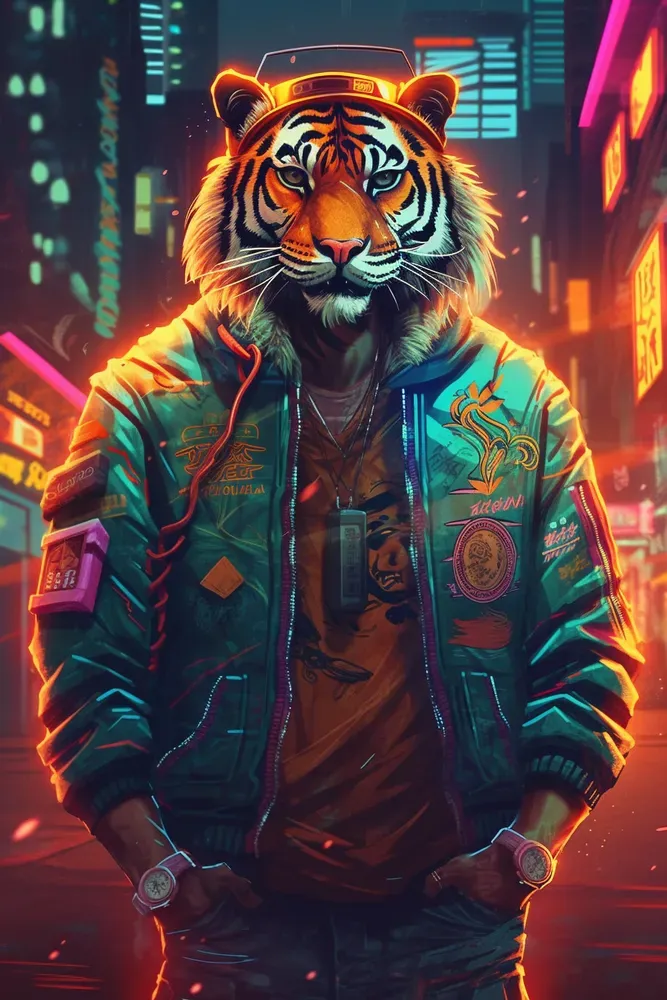 Futuristic Vaporwave Animals Midjourney Prompt | PromptBase