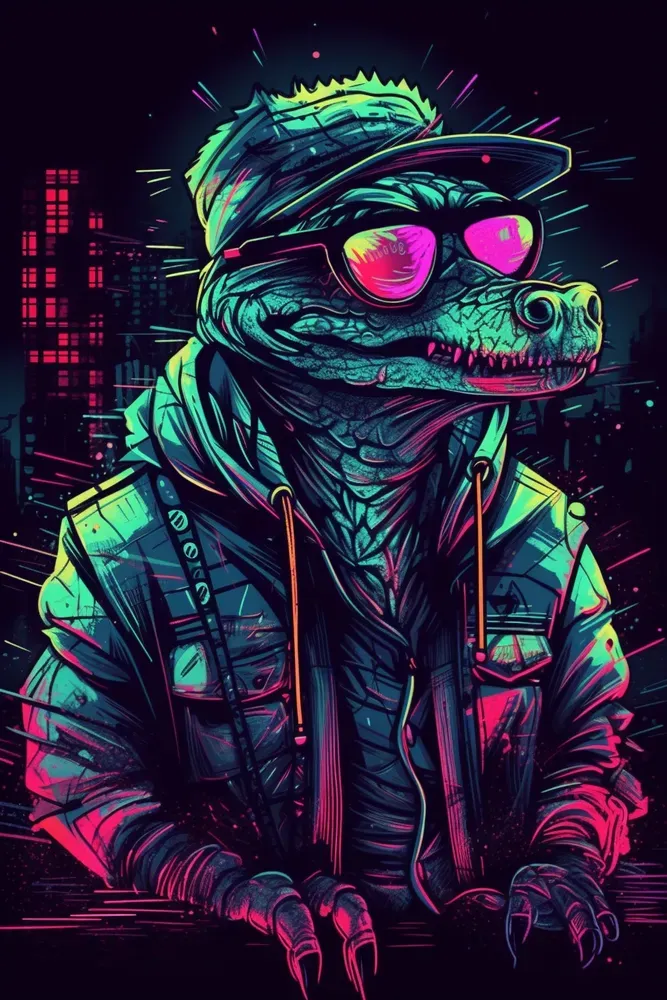 Futuristic Vaporwave Animals Midjourney Prompt | PromptBase
