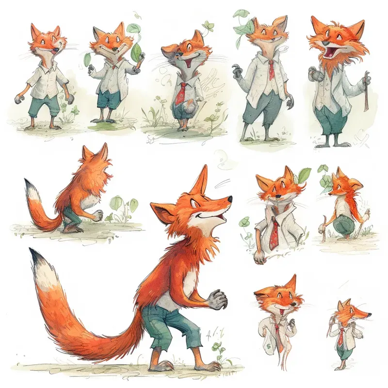 Cute Cartoon Character Concept Sheets Midjourney Prompt | PromptBase