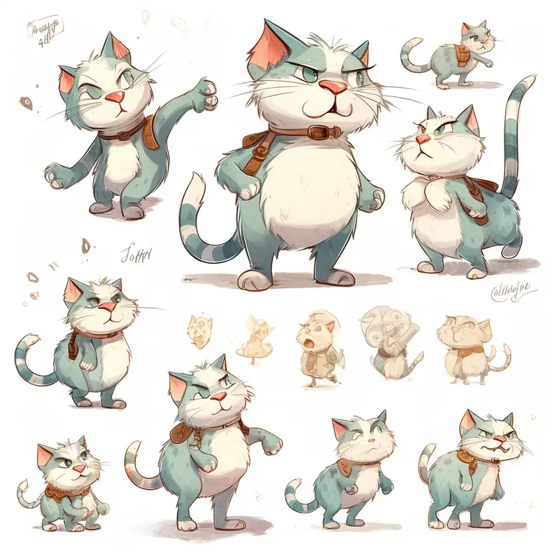 Cute Cartoon Character Concept Sheets Midjourney Prompt | PromptBase