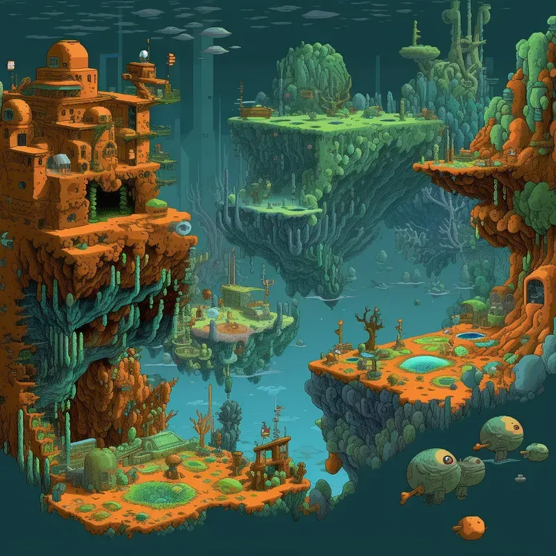 Pixel Art Video Game Maps Midjourney Prompt | PromptBase