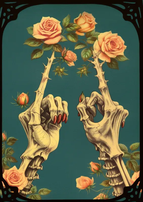 Vintage Hippie Floral Goth Posters Midjourney Prompt | PromptBase