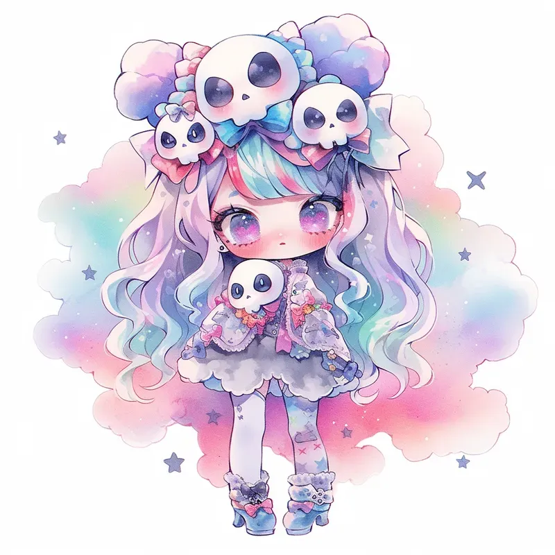 Kawaii Pastel Goth Anime Chibis Midjourney Prompt | PromptBase