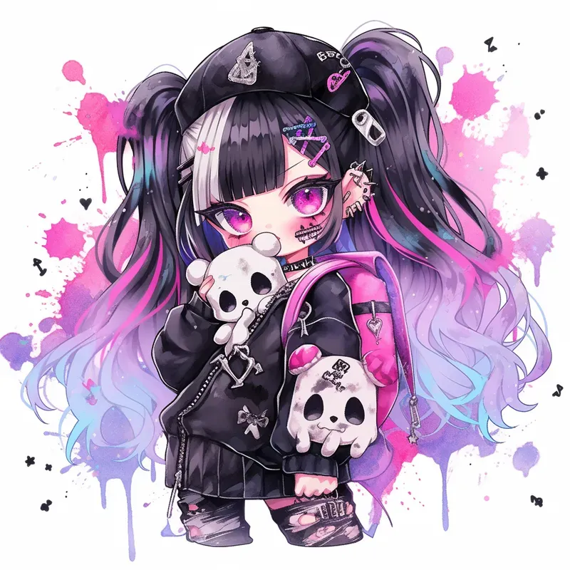 Kawaii Pastel Goth Anime Chibis Midjourney Prompt | PromptBase