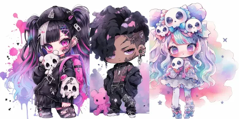 Kawaii Pastel Goth Anime Chibis Midjourney Prompt | PromptBase