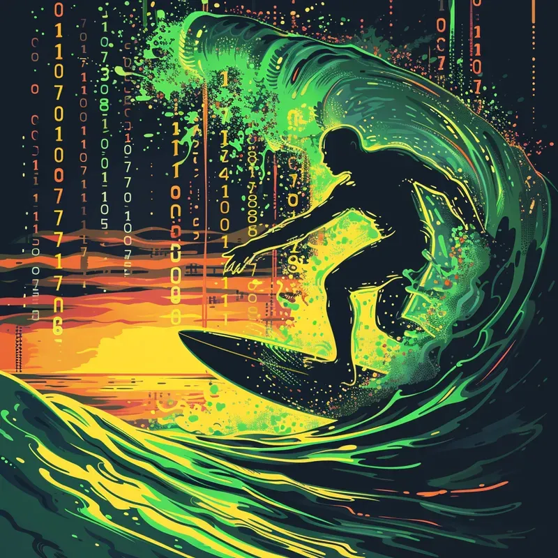 Binary Code Silhouette Landscapes Midjourney Prompt | PromptBase