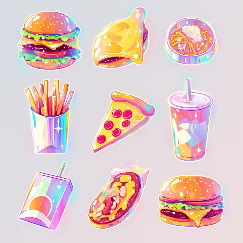 Sets Of Holographic Y2k Sticker Designs Midjourney Prompt | PromptBase