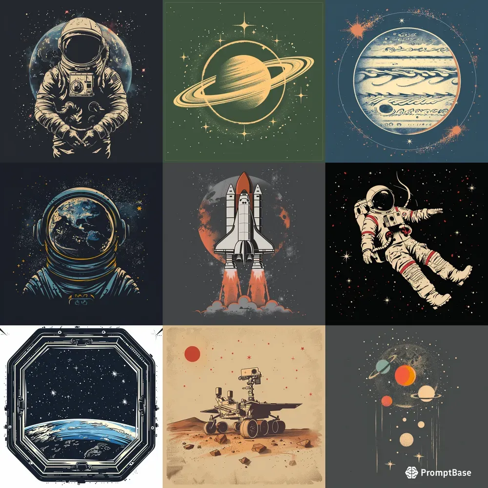 Nasa Space Theme Shirt Designs Midjourney Prompt | PromptBase