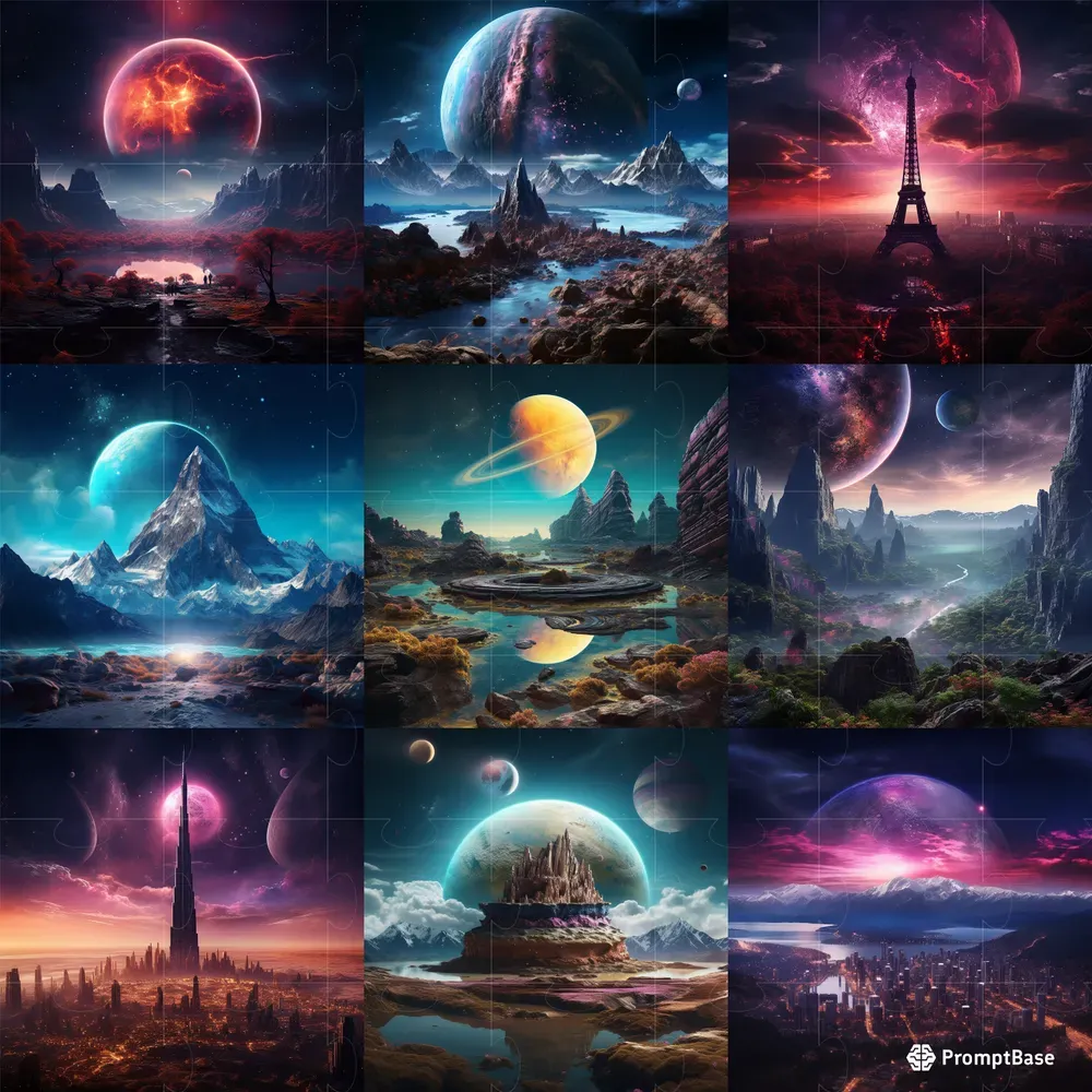 Custom Landscape Planets Midjourney Prompt | PromptBase