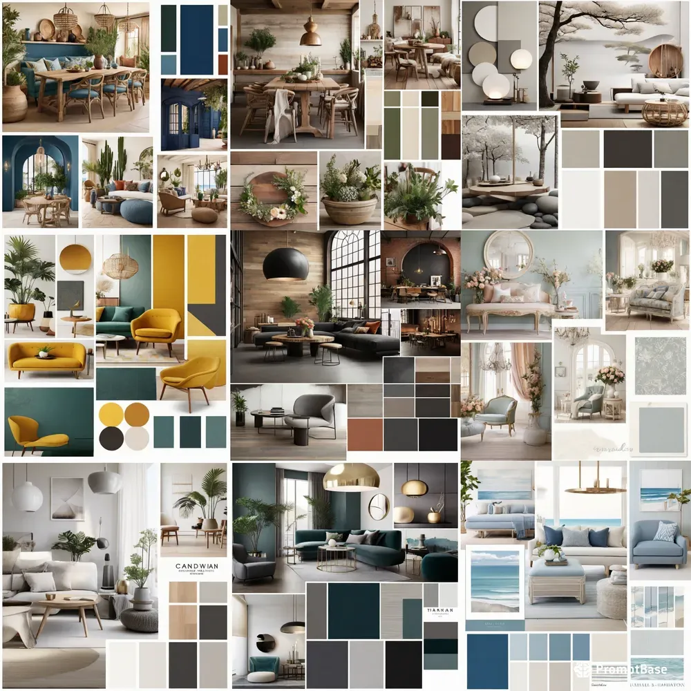 Stylish Interior Design Mood Boards Leonardo Ai Prompt | PromptBase