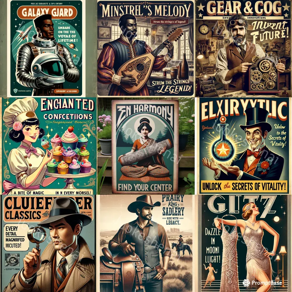 Mid20th Century Vintage Style Ads DALL·E Prompt | PromptBase