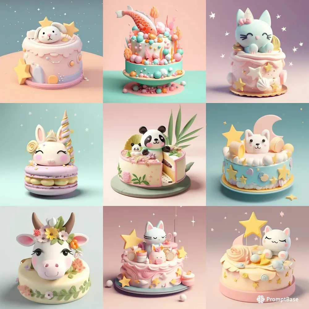 Cute Simple 3D Clay Sweet Cakes Midjourney Prompt | PromptBase