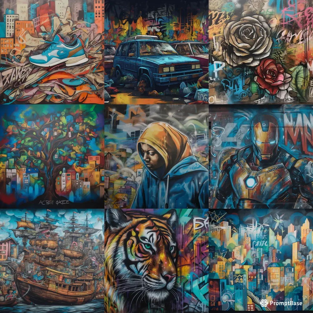 Graffiti Street Art Murals Midjourney Prompt | PromptBase