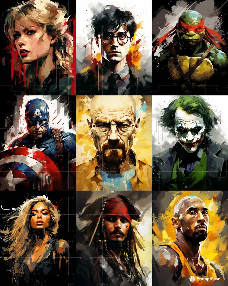 Messy Sketchish Paint Splash Portraits Midjourney Prompt | PromptBase