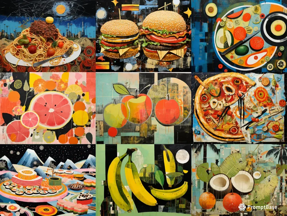 Food Abstract Paintings Midjourney Prompt | PromptBase