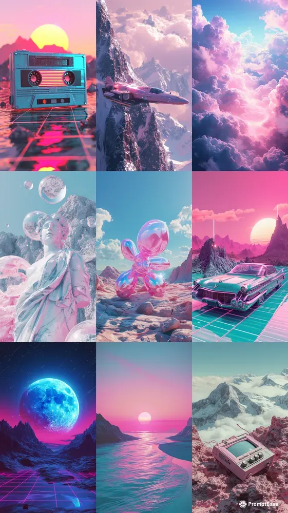 80s Vaporwave Posters Midjourney Prompt | PromptBase