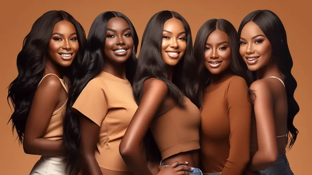 Black Women Hair Extensions Wig Models Midjourney Prompt Promptbase